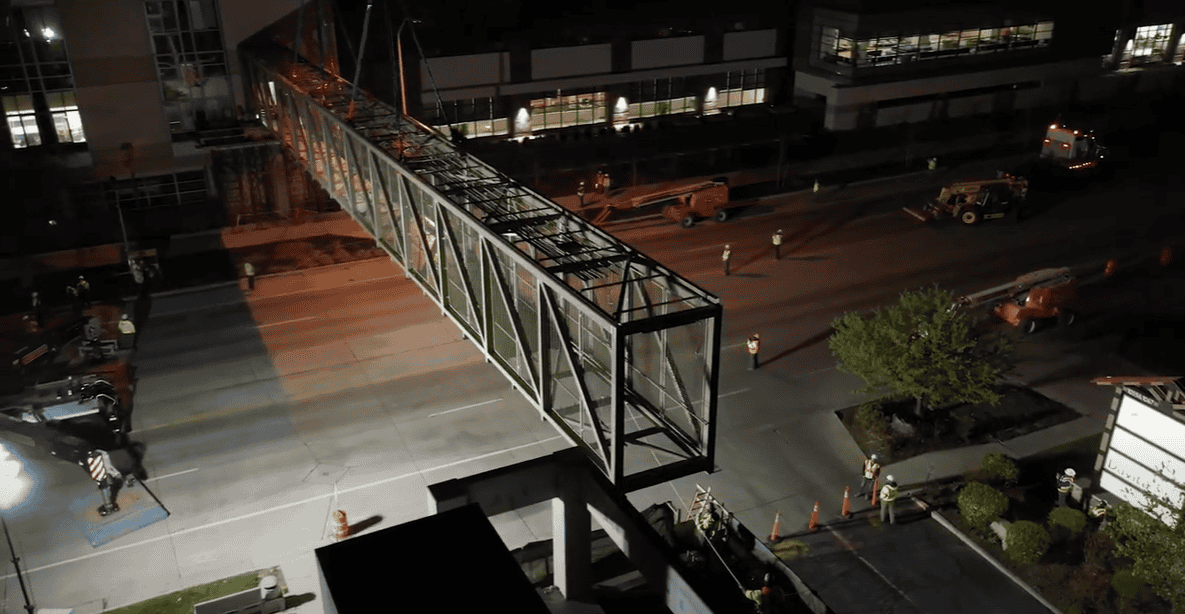 VIDEO: Overnight placement of pedestrian bridge at Utah Valley Hospital ...
